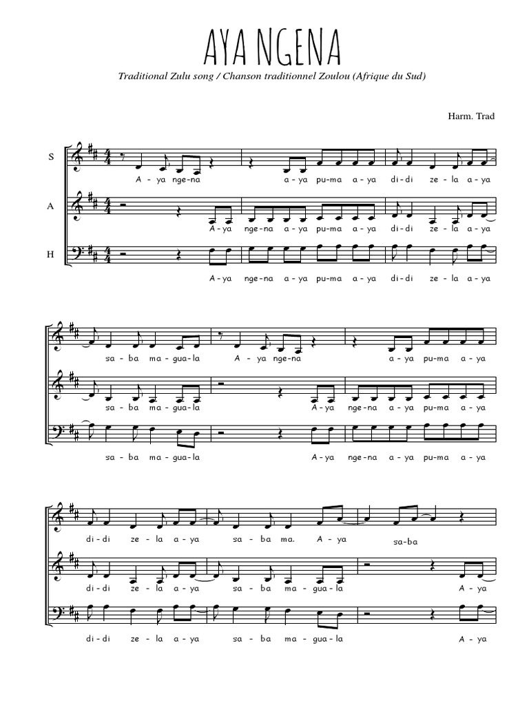 Traditionnel - Aya Ngena - 3 Voix | PDF