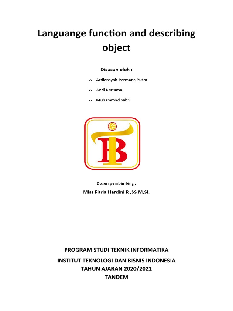 Languange Function and Describing Object | PDF | Karier & Perkembangan | Seni & Disiplin Bahasa