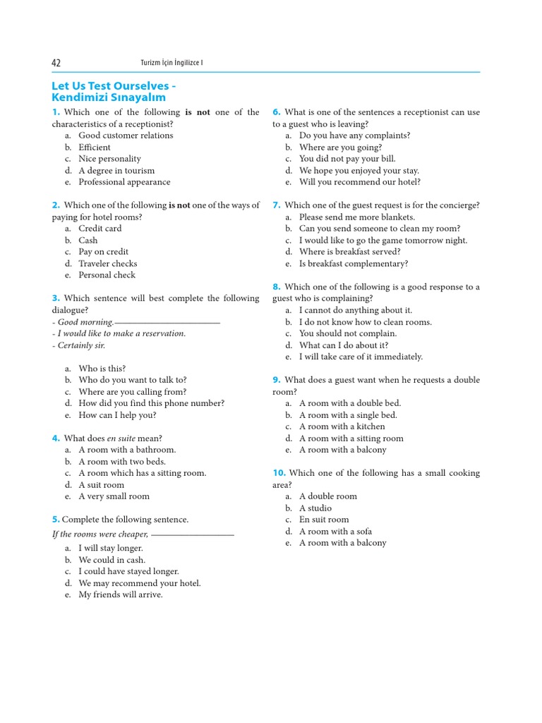The Front Desk Questions | PDF | Hotel And Accommodation | Business