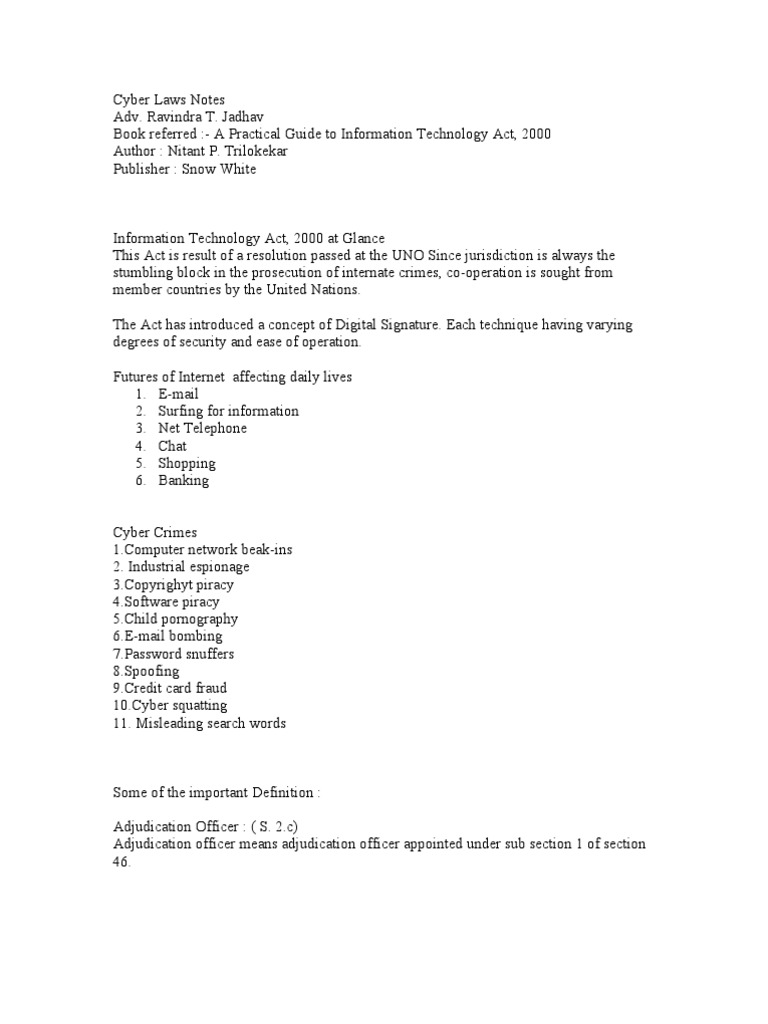 Cyber Laws Notes | PDF | Public Key Certificate | Public Key Cryptography