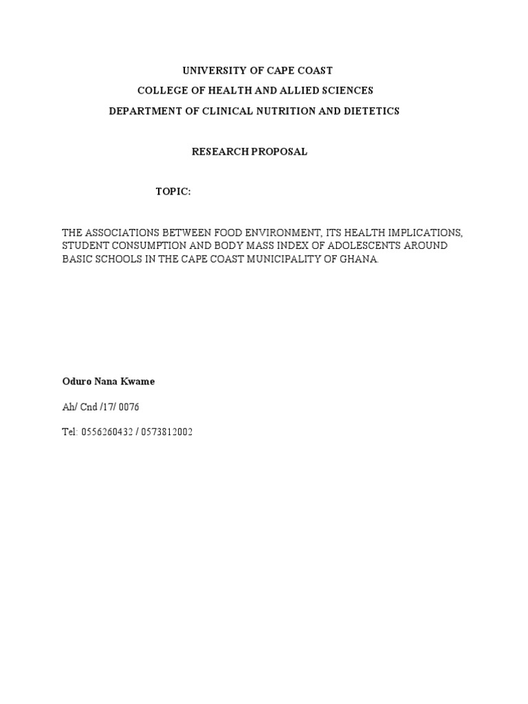 My Research Proposal | PDF | Healthy Diet | Foods