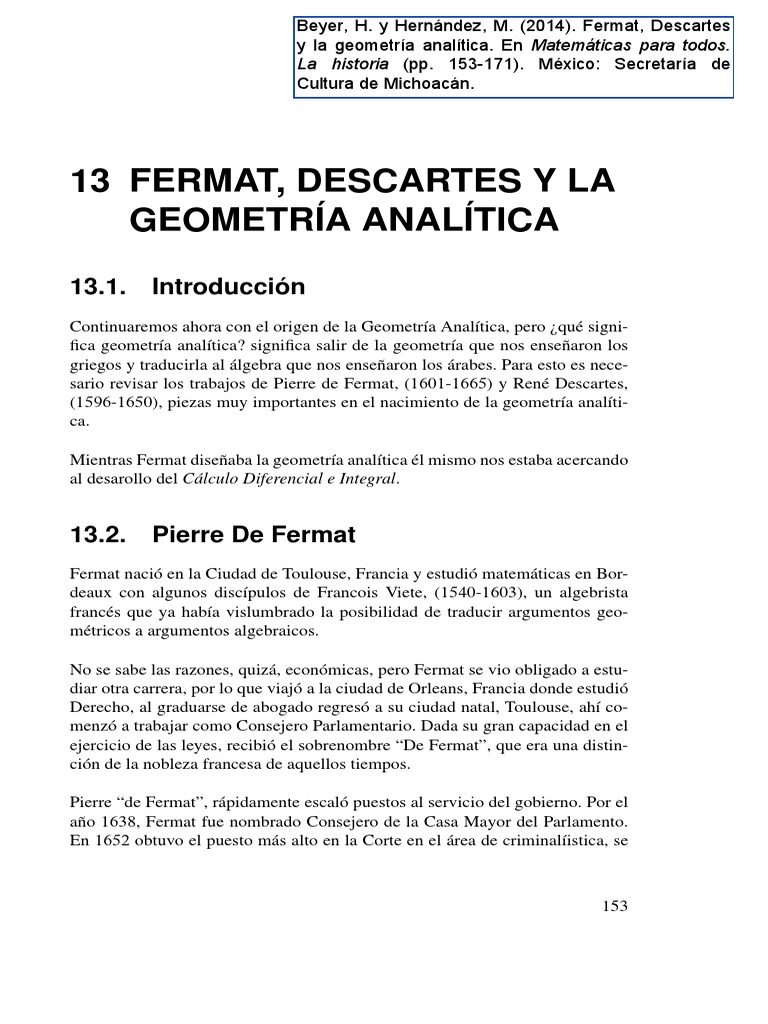 Descartes y Fermat en Geometría Analítica | PDF | Elipse | René Descartes