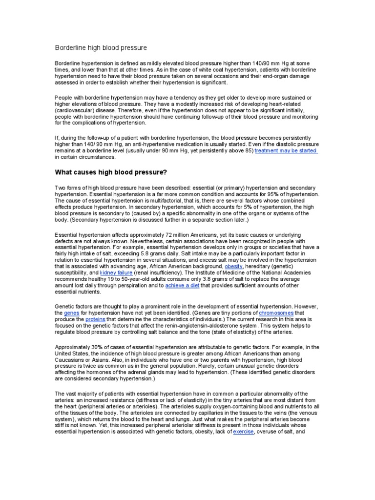 Borderline Hypertension Is Defined As Mildly Elevated Blood Pressure ...