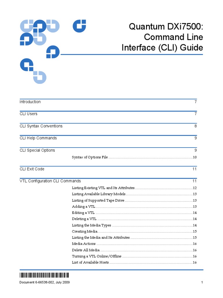 CLI Interface Guide - 6-66538-002 - RevA - Galaxy 1.2 - DXi7500 | PDF ...