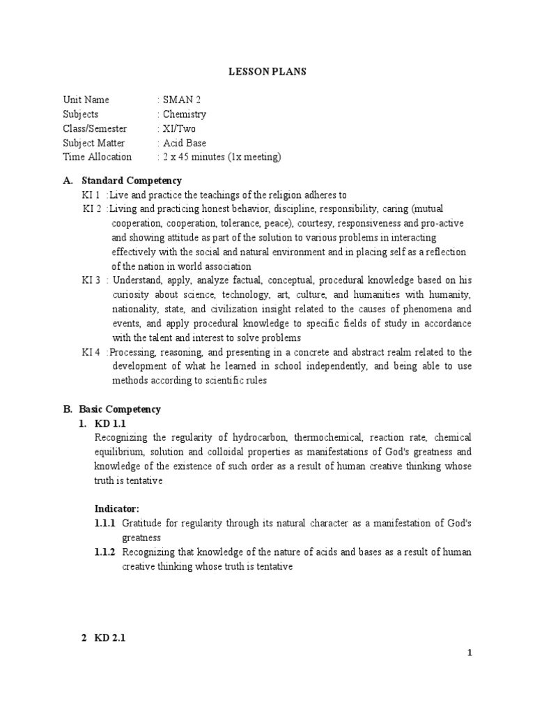LESSON - PLANS Group 6 ACID BASE | PDF | Acid | Ph