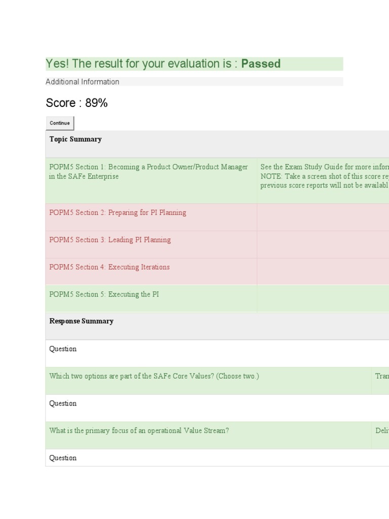 Yes! The Result For Your Evaluation Is: Passed: Score: 89% | Download ...