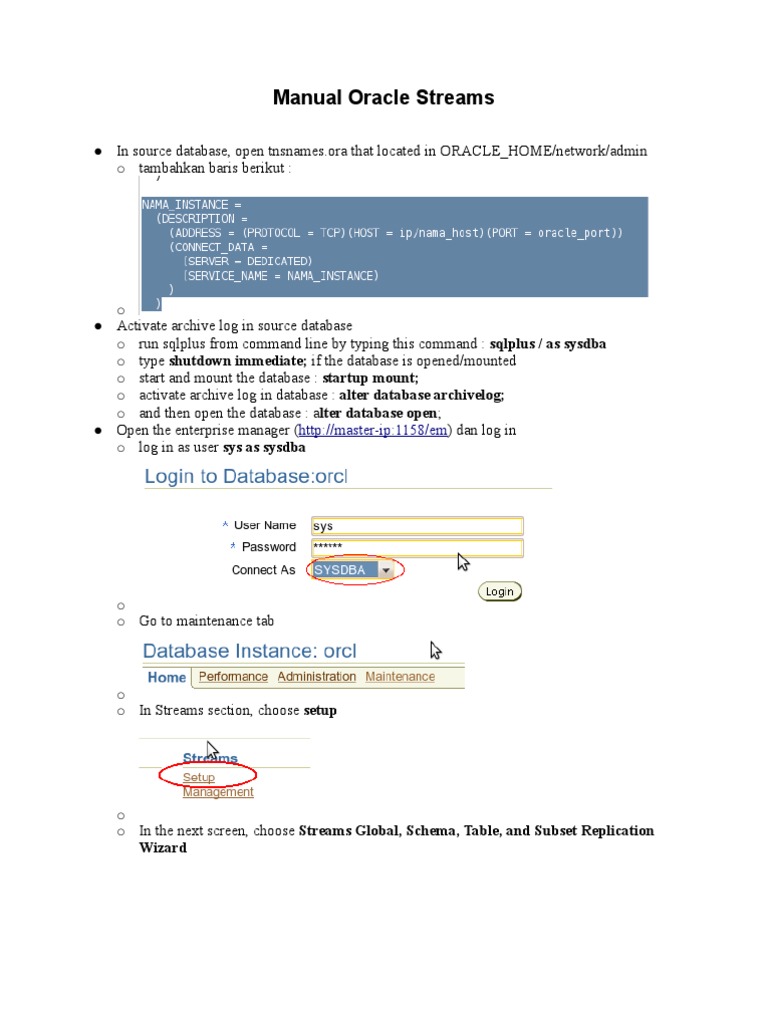 Manual Oracle Streams: Wizard | PDF