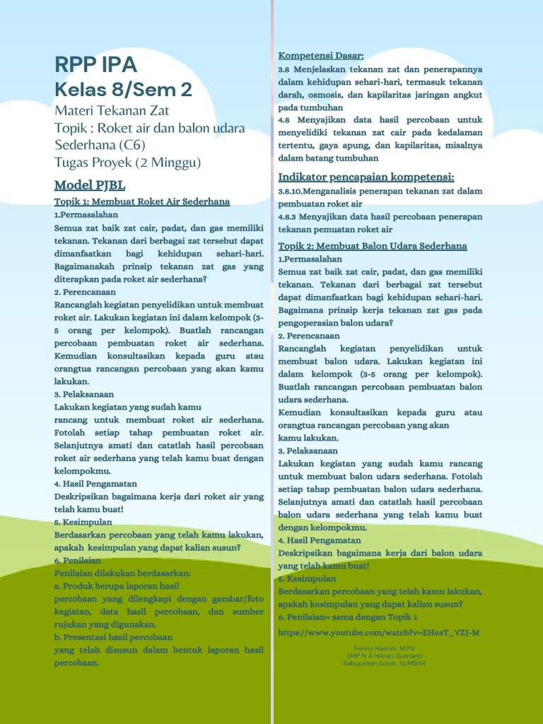 Kelas 8/sem 2: RPP Ipa | PDF