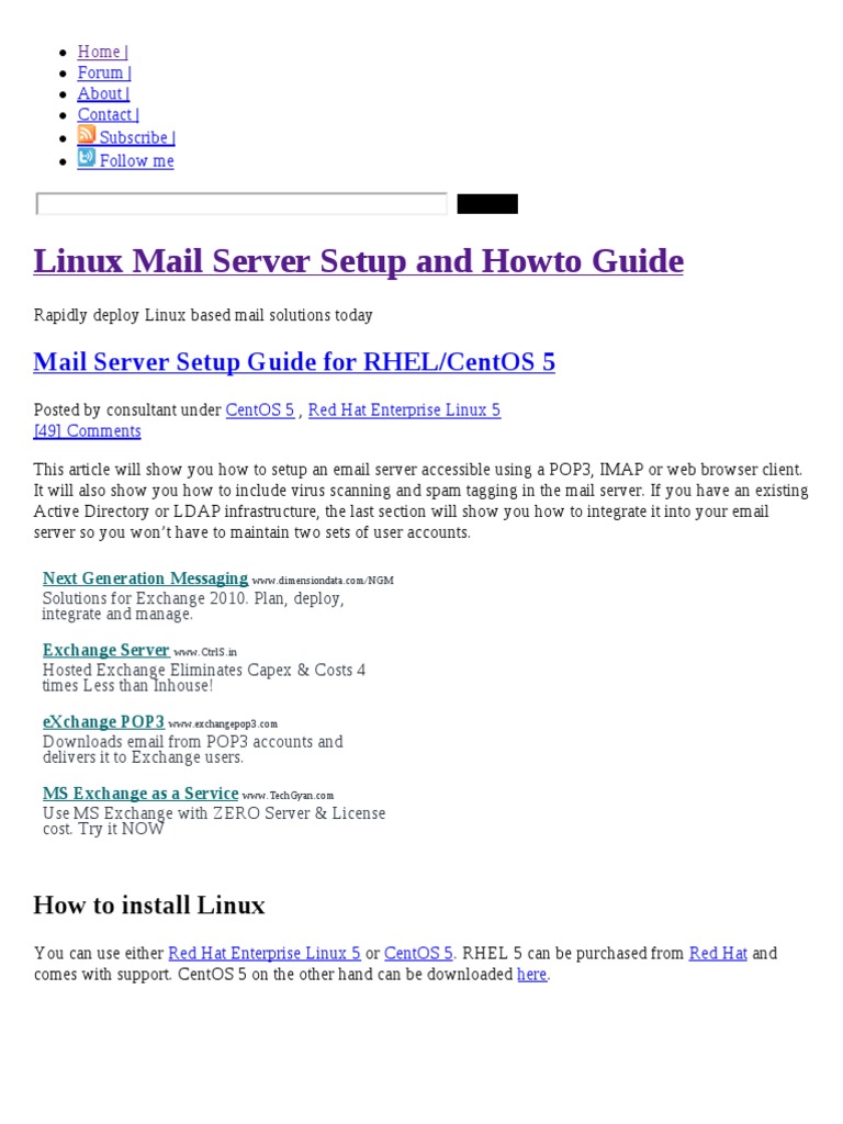 Linux Mail Server Setup and Howto Guide | PDF | Microsoft Exchange ...
