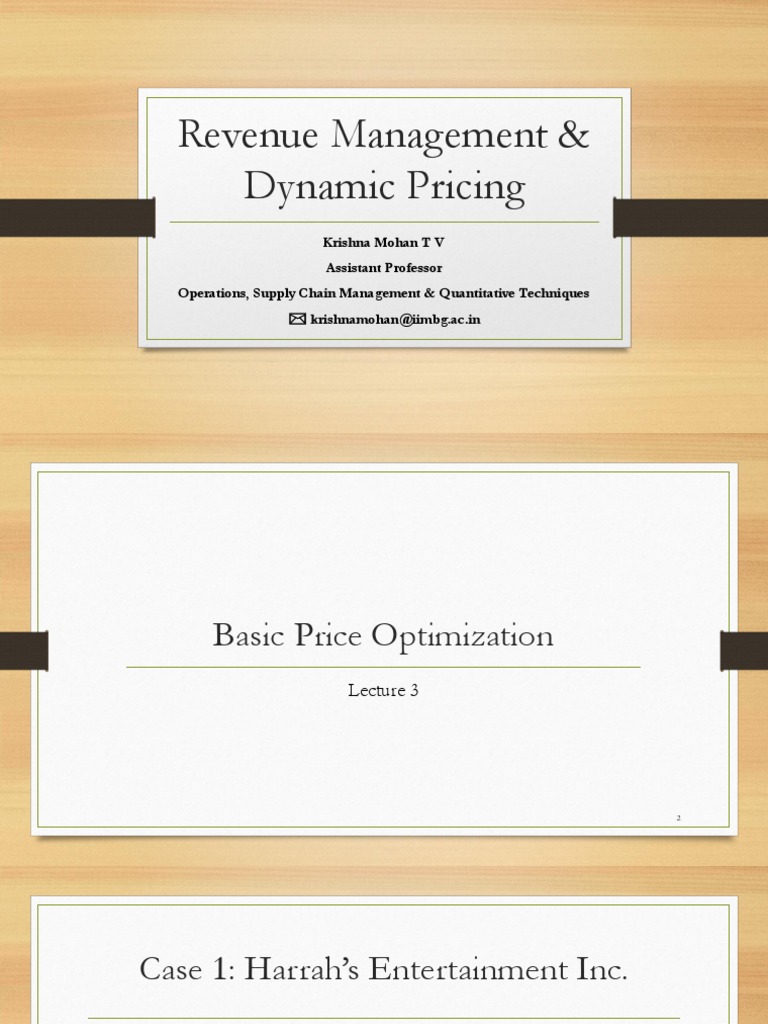 Revenue Management & Dynamic Pricing | PDF | Elasticity (Economics ...
