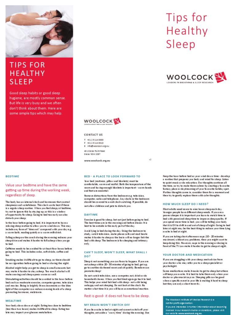 Tips For Healthy Sleep v2 | PDF | Sleep | Night