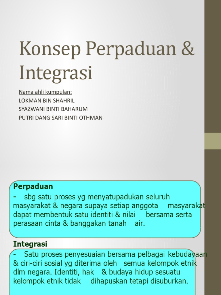 Konsep Perpaduan & Integrasi | PDF