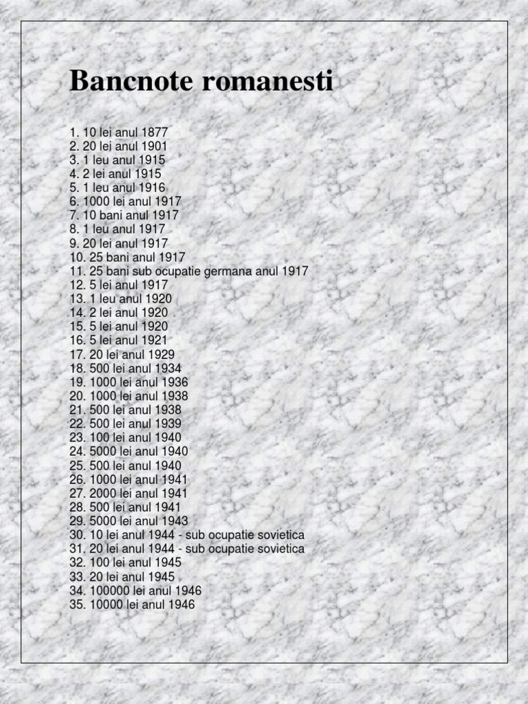 Bancnote Romanesti de Altadata | PDF