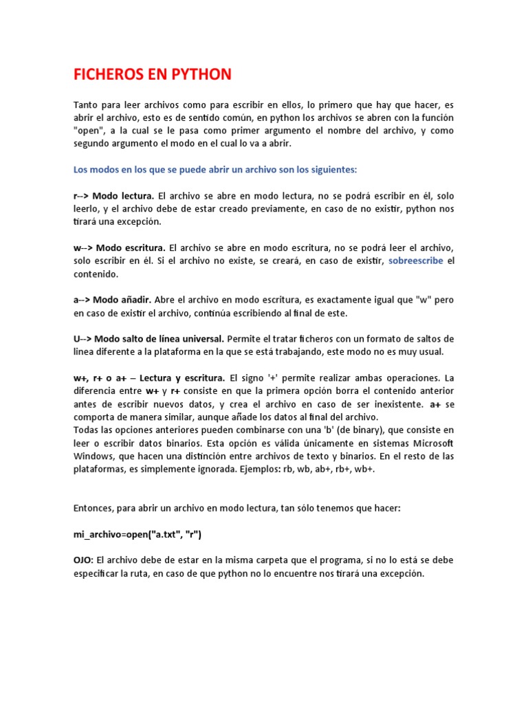 Ficheros en Python | PDF | Archivo de computadora | Ingeniería de software