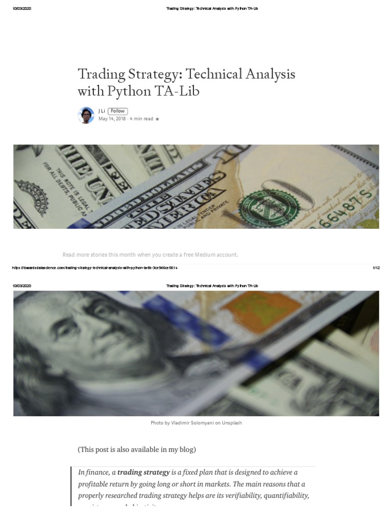 Trading Strategy Technical Analysis With Python Ta Lib Pdf Technical Analysis Investing 