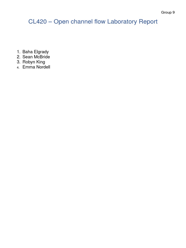 CL420 - Water Eng Lab Report | PDF | Sensitivity Analysis | Fluid Dynamics