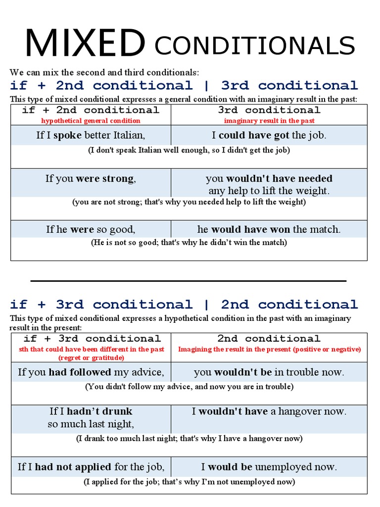 Mixed Conditionals Explained | PDF | Language Arts & Discipline