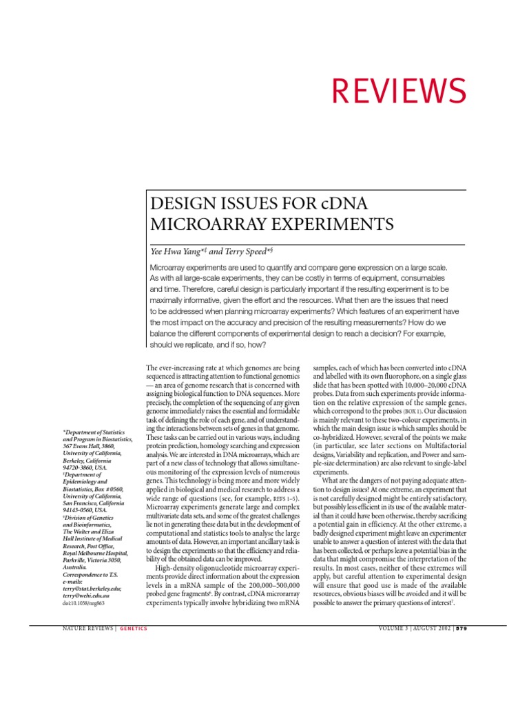 Design Issues For Cdna Microarray Experiments Pdf Dna Microarray