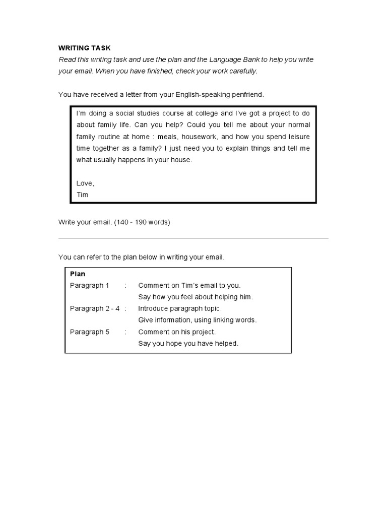 Writing Task (Unit 1) | PDF