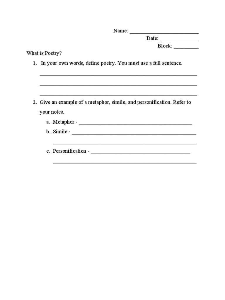 Poetry Analysis Worksheet | PDF | Rhyme | Poetry