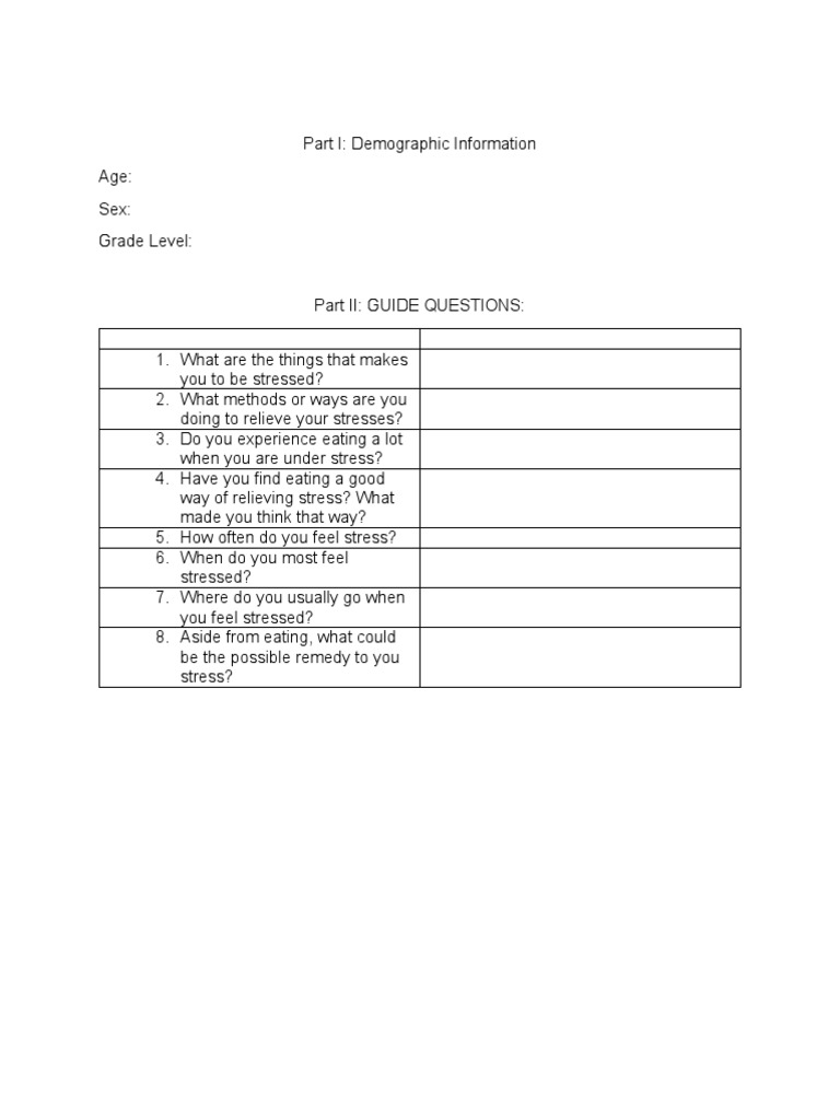 Demographic Profile - Guide Questions | PDF