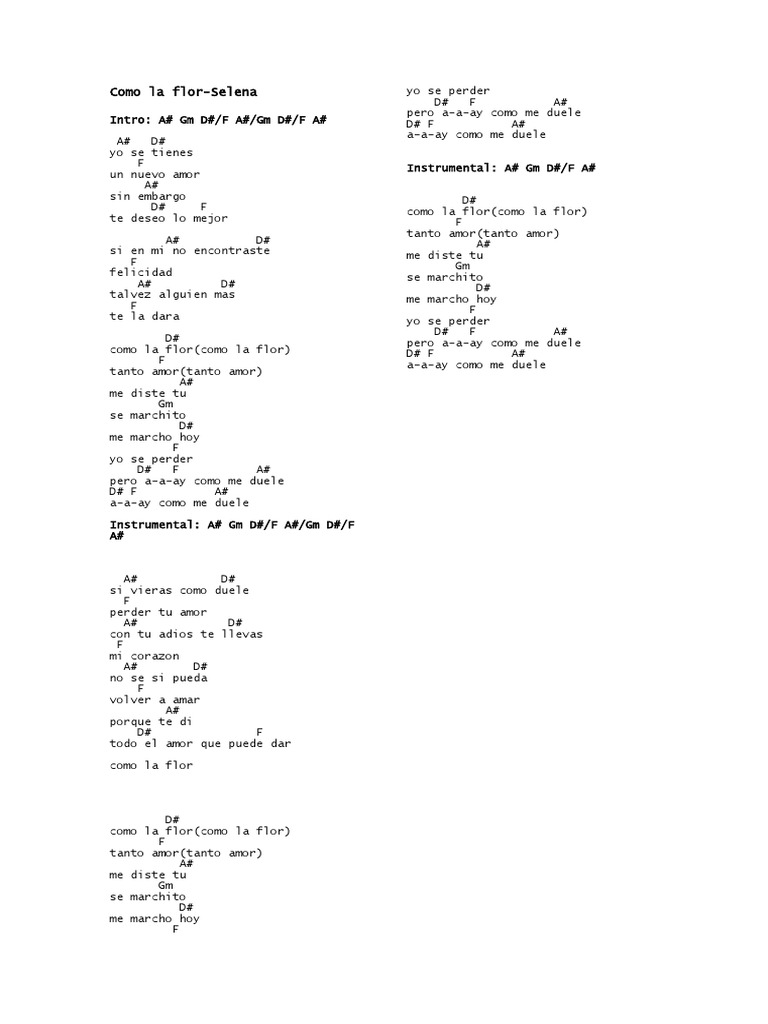 Como La Flor-Selena | PDF