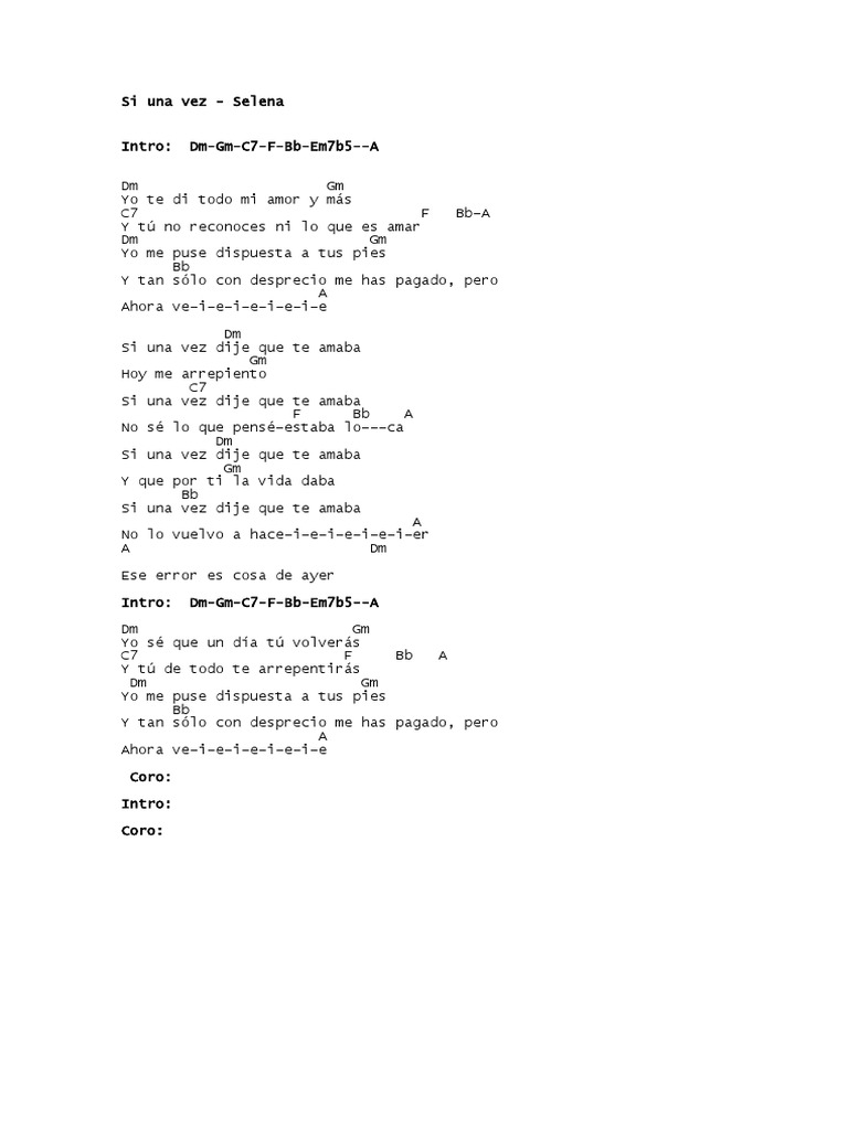 Si Una Vez - Selena | PDF