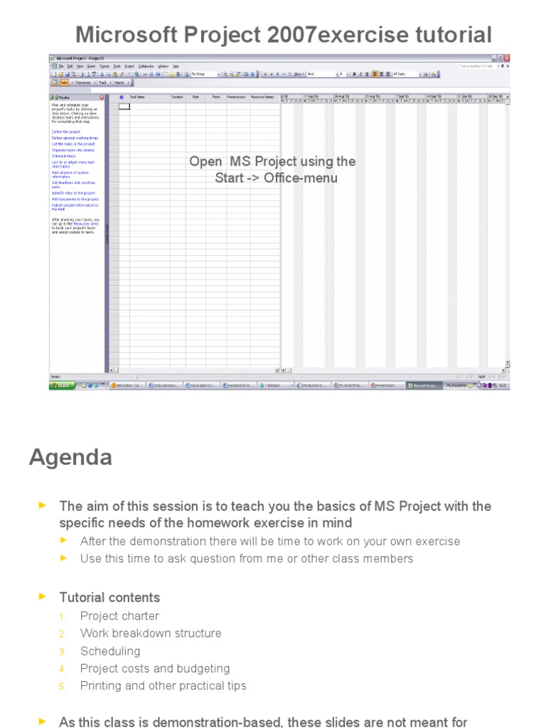 Microsoft Project 2007 Exercise Tutorial | PDF | Business