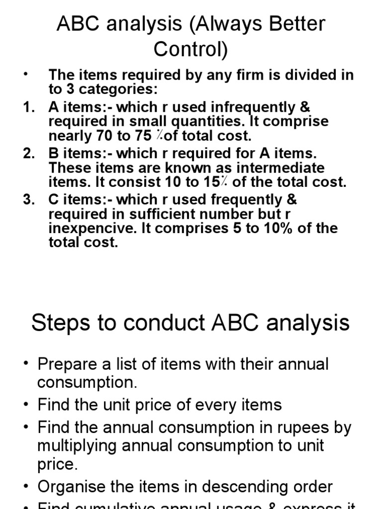 ABC Analysis (Always Better Control) | PDF