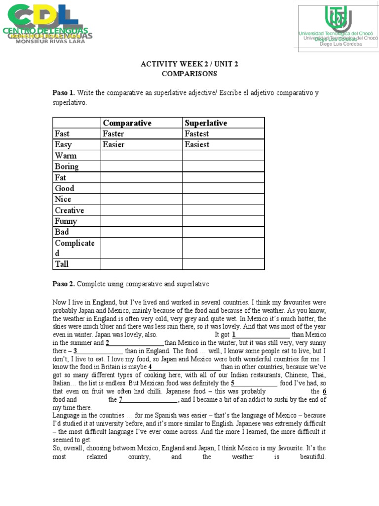 Fast Faster Fastest Easy Easier Easiest Warm Boring Fat Good Nice ...