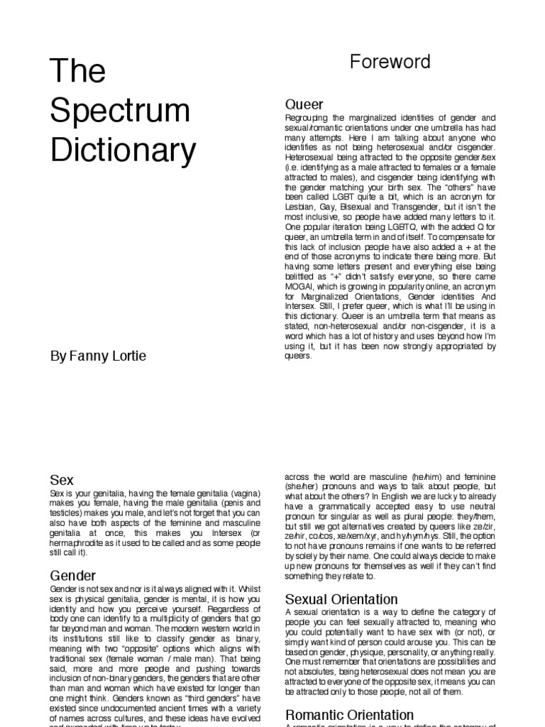 The Spectrum Dictionary | PDF | Lgbt | LGBTQIA+ Studies