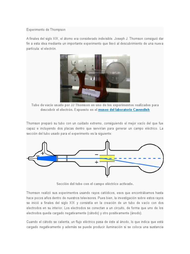 Experimento de J.J. Thomson y el electrón | PDF | Ciencia y matemáticas