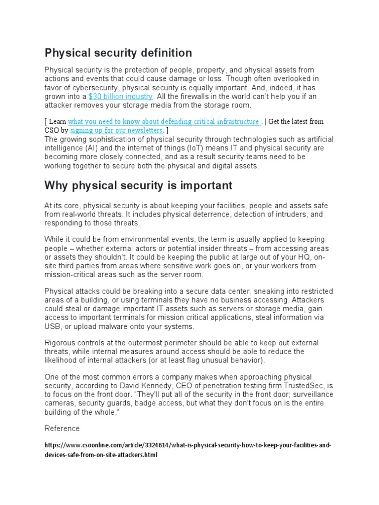 Physical Security Definition | PDF | Physical Security | Security