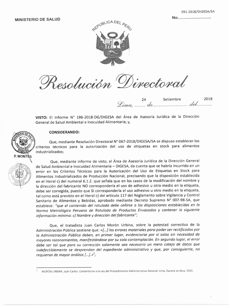 RD - 91-2018-Digesa Agotamiento de Stock Correccion de Item 6.1.2 | PDF