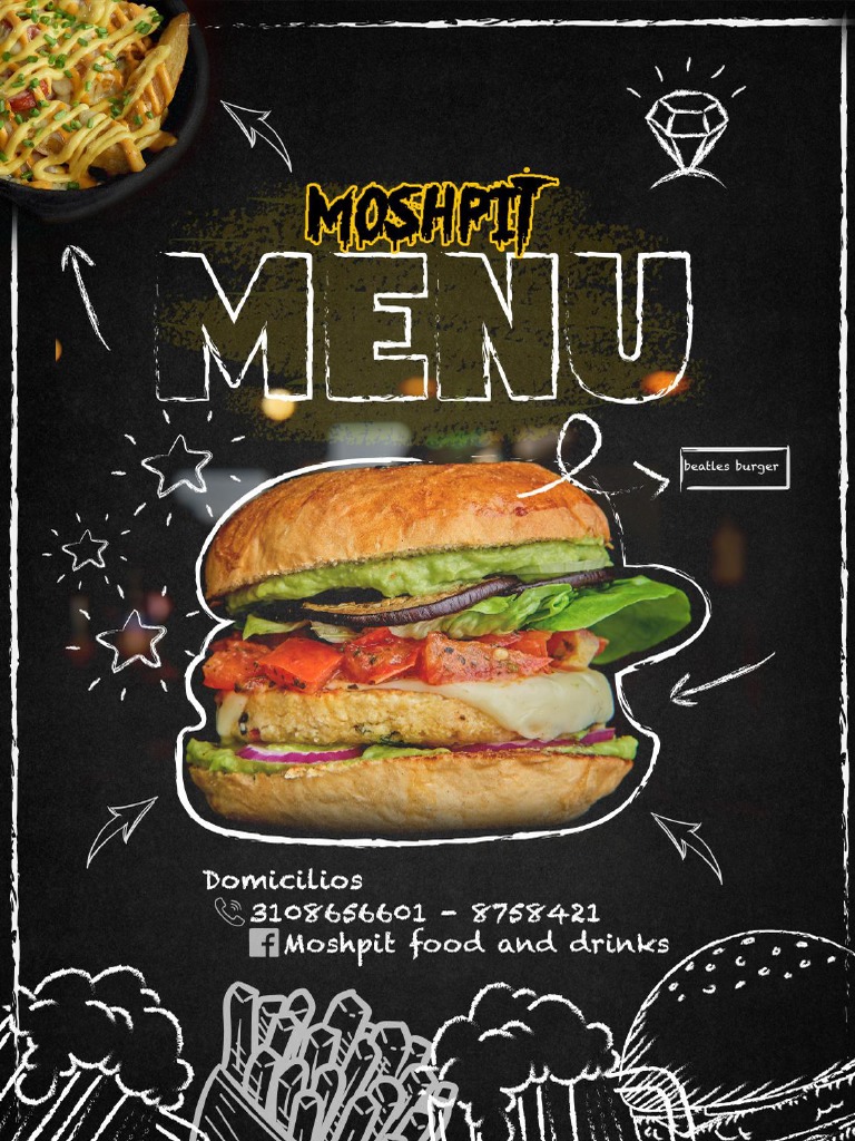 Menú de Hamburguesas y Snacks MoshPit | PDF | Hamburguesas | Maíz