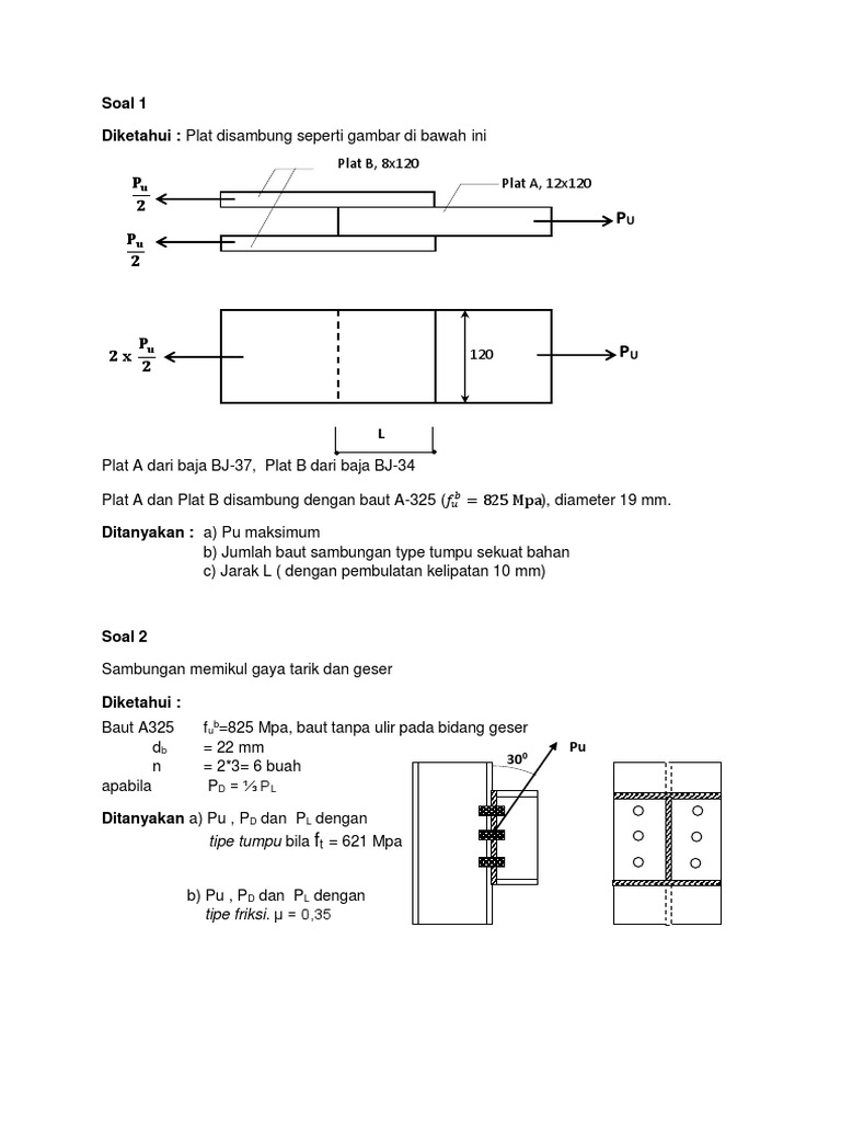 Soal Tugas Sambungan Baut | PDF