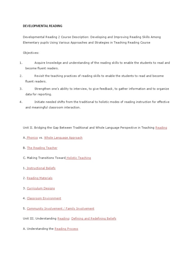 Developmental Reading | Download Free PDF | Phonics | Reading Comprehension