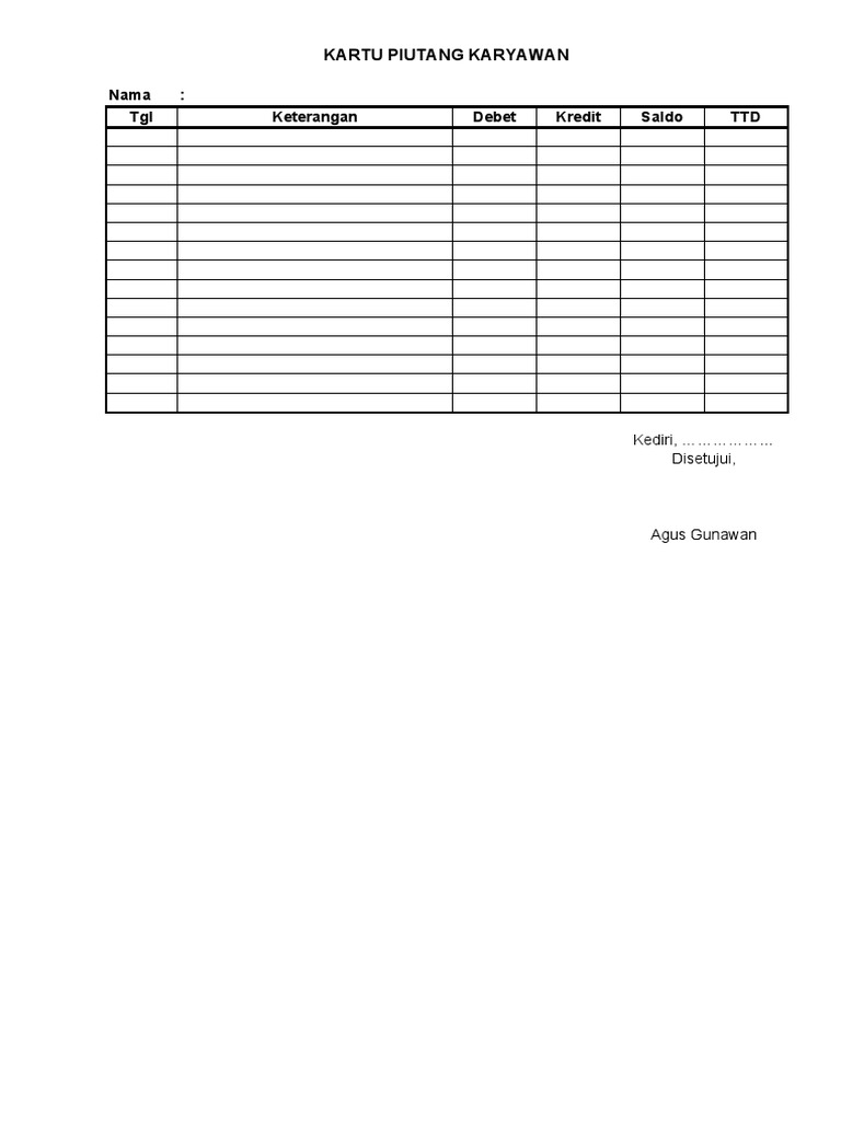 Kartu Piutang Karyawan | PDF