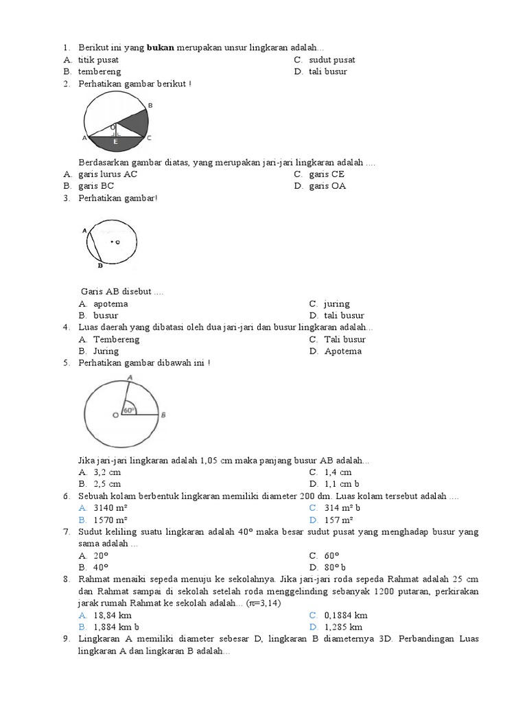 Unsur dan Luas Lingkaran dalam Matematika | PDF