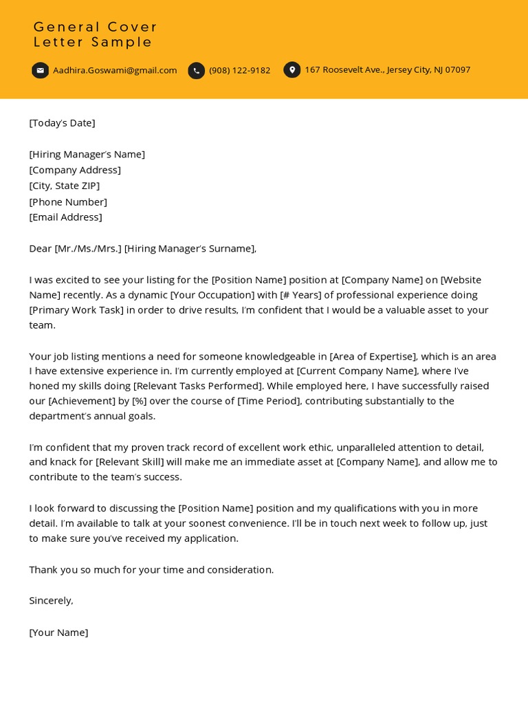 General Cover Letter Template | PDF