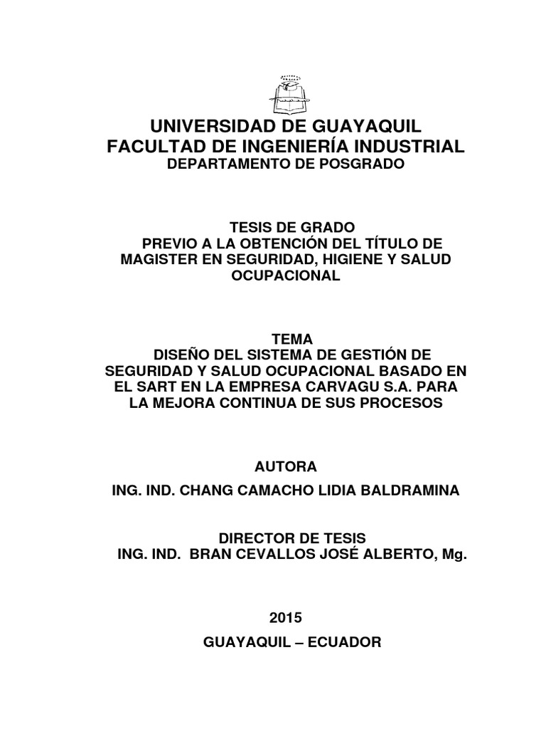 Tesis Lidia Chang Camacho | PDF | Seguridad y salud ocupacional | Seguridad Tesis Lidia Chang Camacho | PDF | Seguridad y salud ocupacional | Seguridad
