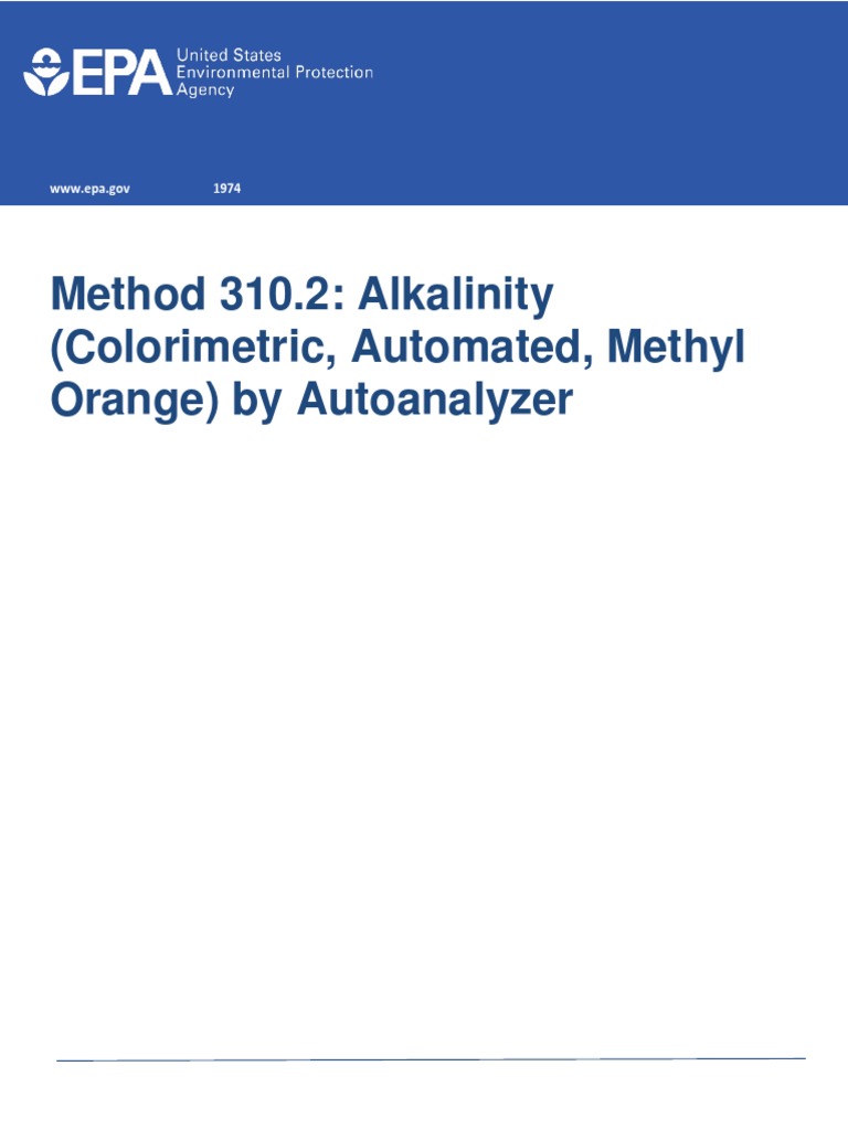 Method 310.2 Alkalinity (Colorimetric, Automated, Methyl Orange) by ...