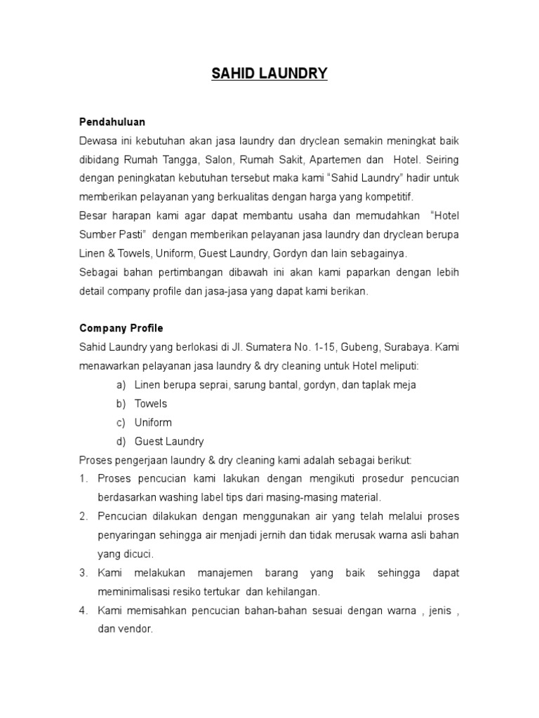 Proposal Laundry | PDF