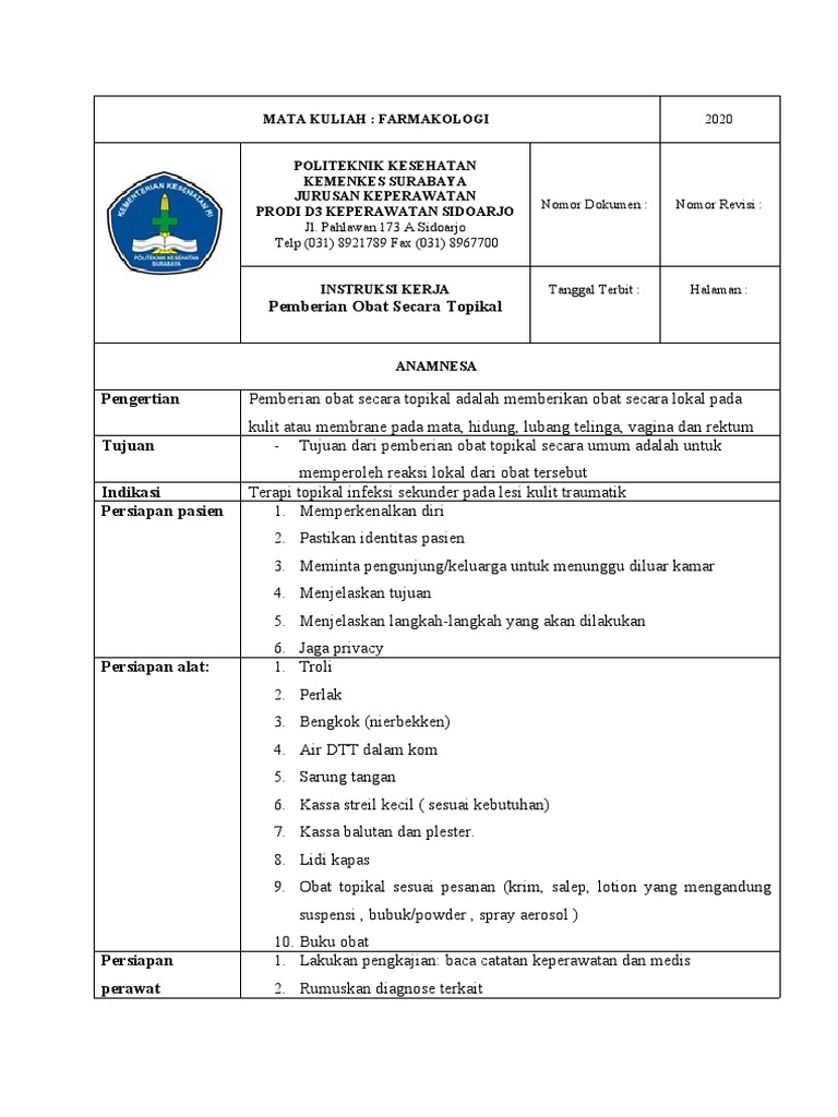 Pemberian Obat Topikal | PDF