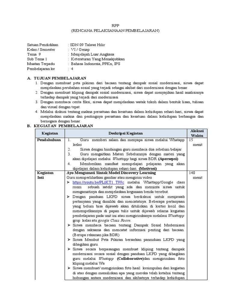 Kls 6 Tema 9 Subtema 1 PB 4 | PDF