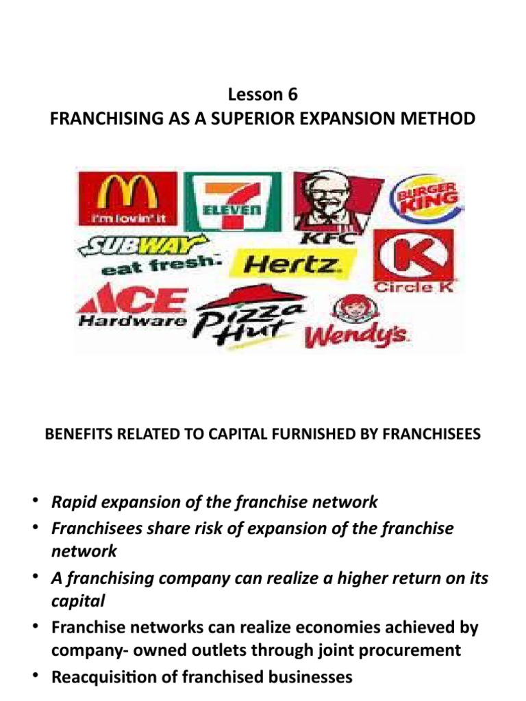 Lesson 6 Franchising As A Superior Expansion Method | PDF | Franchising ...