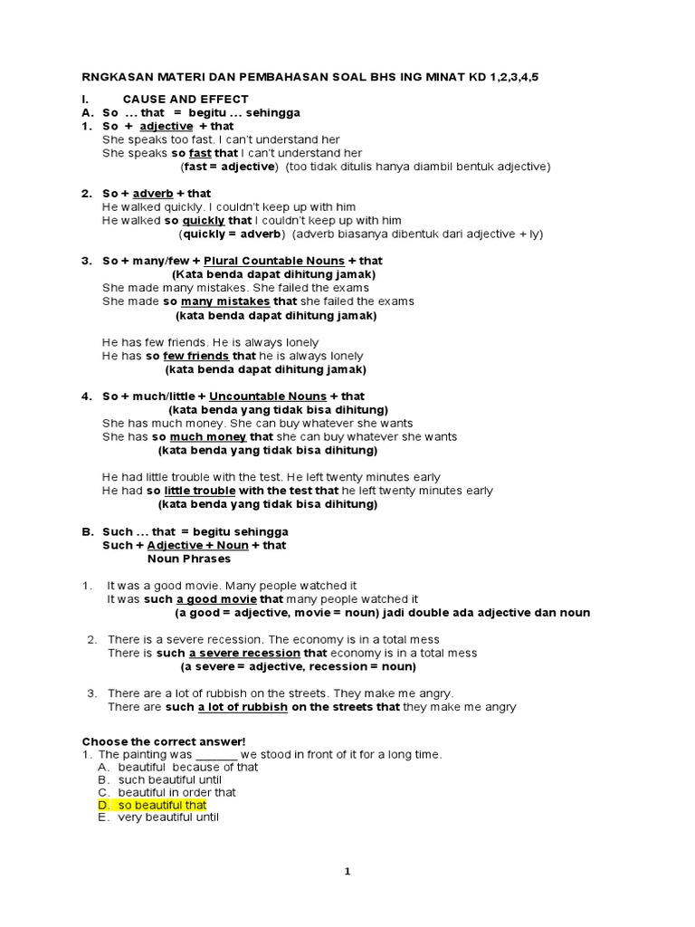 Ringkasan Dan Pembahasan Soal Bhs Ing Minat | PDF | Grammar | Syntax