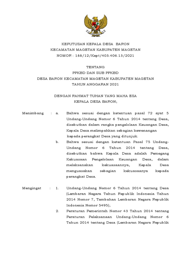 Honor PPKBD dan Sub PPKBD 2021 | PDF