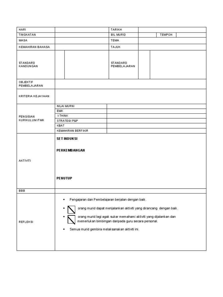 Contoh RPH KSG f1 f2 f3 | PDF