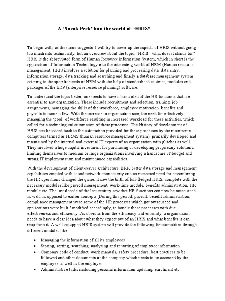 HRIS | PDF | Computing | Business